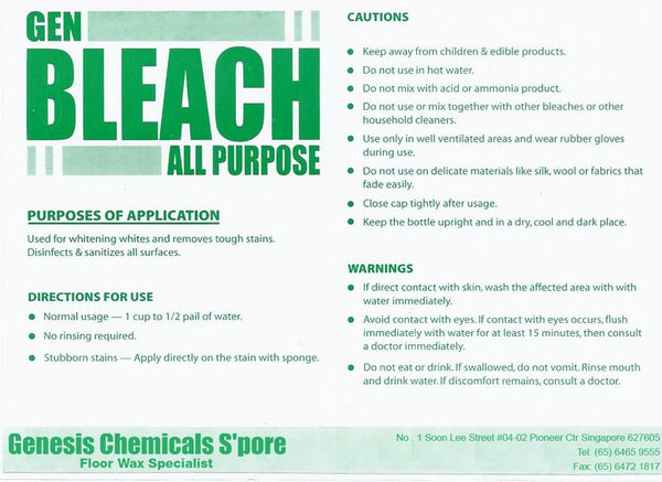 Buy 【GEN BLEACH ALL PURPOSE -5L】 from Trusted Distributors ...