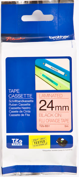 Buy 【Brother TZE-B51 Black-on-Fluorescent Orange Laminated Tape】 from ...